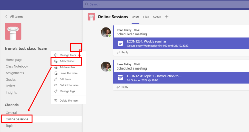 Teams – schedule a Class Team meeting – eLearning Support and Resources