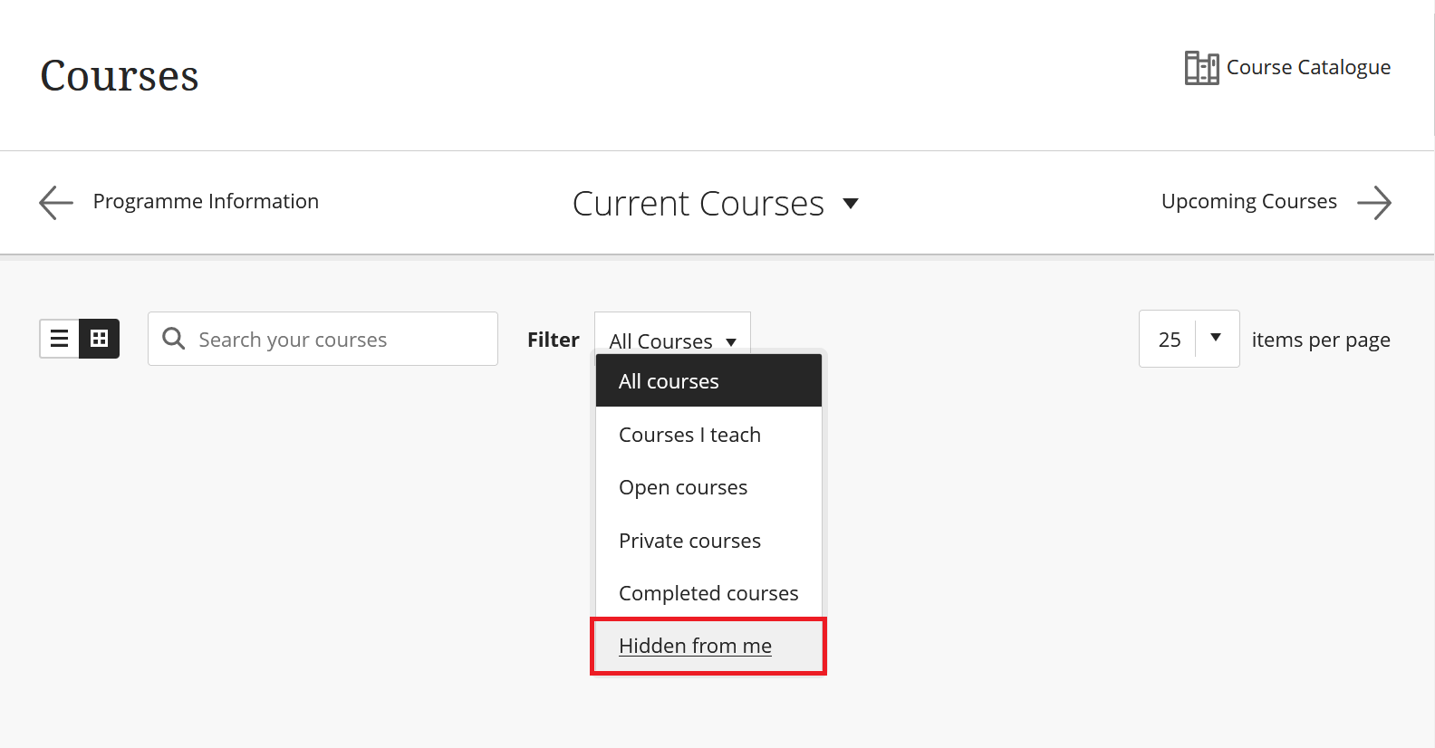 Blackboard – Find and Organise your list of courses – eLearning Support ...