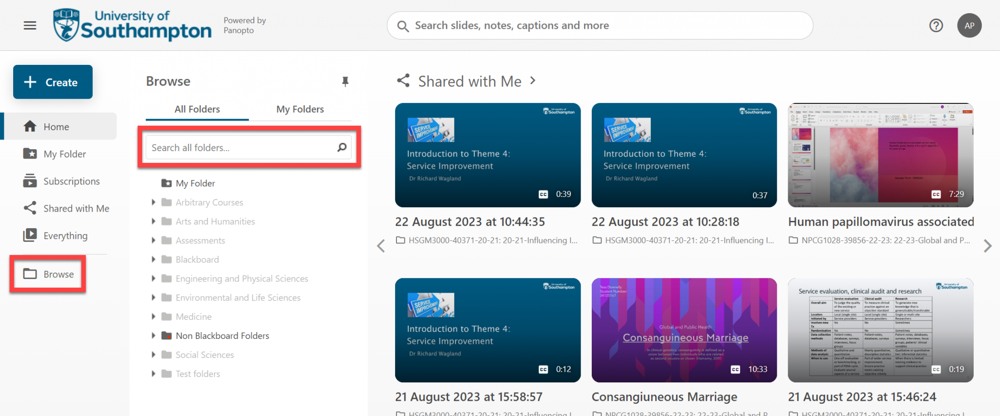 Panopto – Menu links to different Panopto folders – eLearning Support ...