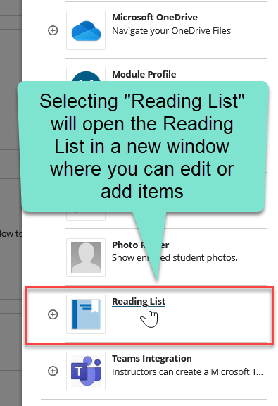 Blackboard Ultra – Add an online Reading List – eLearning Support and ...