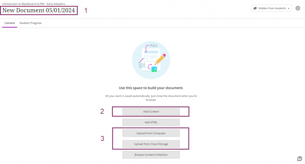 Blackboard Ultra – Creating Ultra Documents – eLearning Support and Resources
