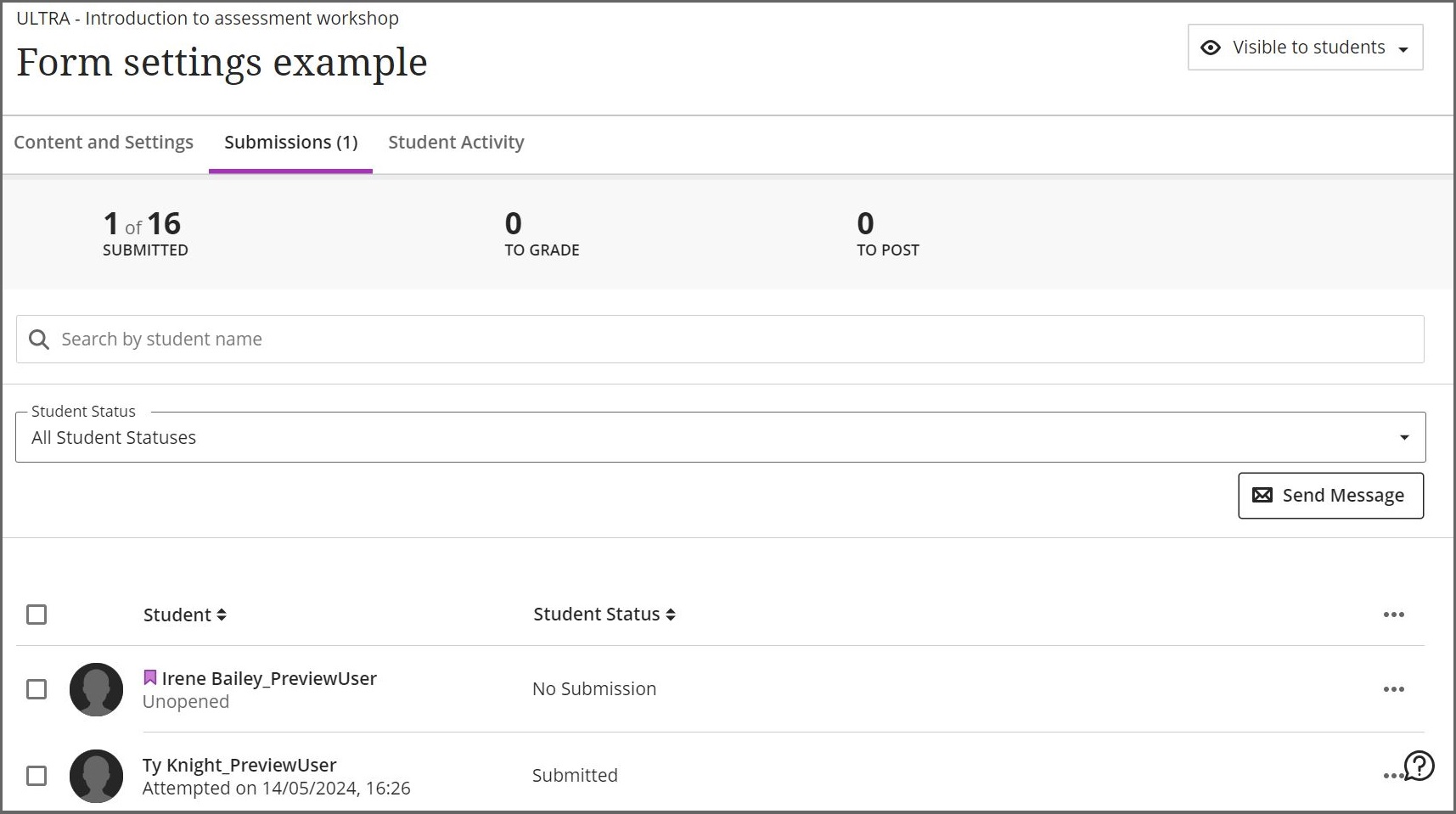 Blackboard Ultra – Using Forms – eLearning Support and Resources