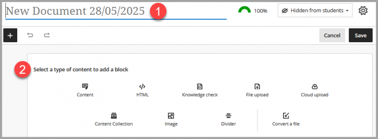 Blackboard Ultra – Create Ultra Documents – eLearning Support and Resources