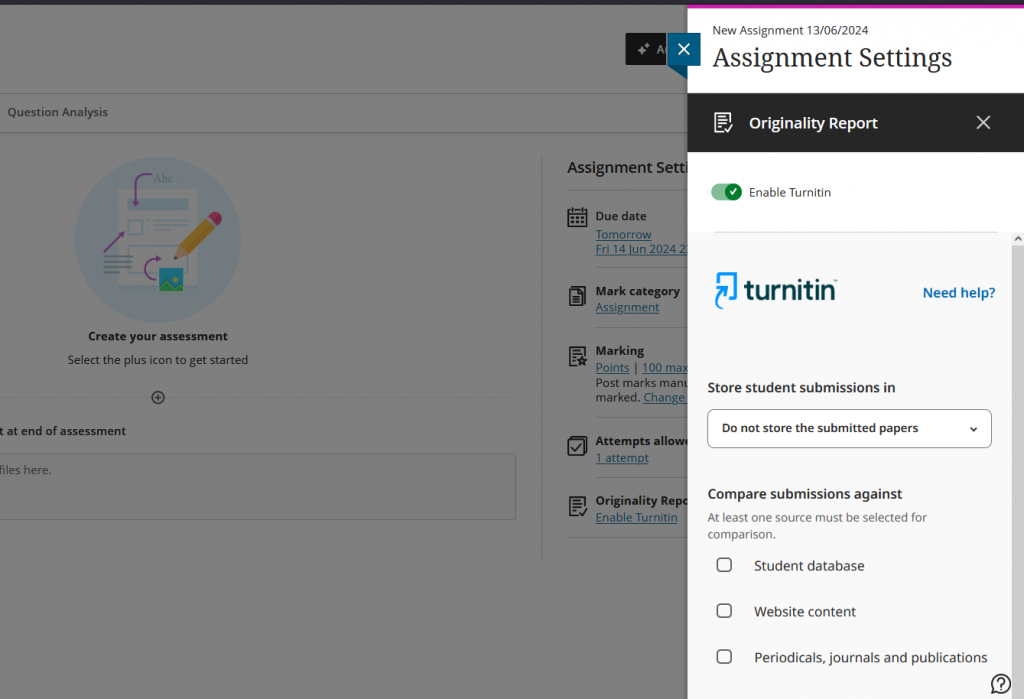 Turnitin Integration in Blackboard Ultra Assignments – eLearning ...