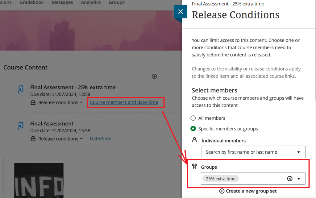 Blackboard Ultra – Use Groups and Release Conditions for managing extra ...