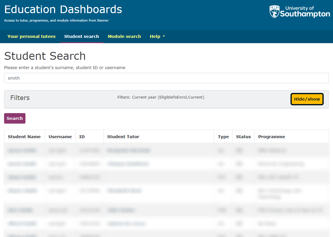 Education Dashboard – View student information – eLearning Support and ...