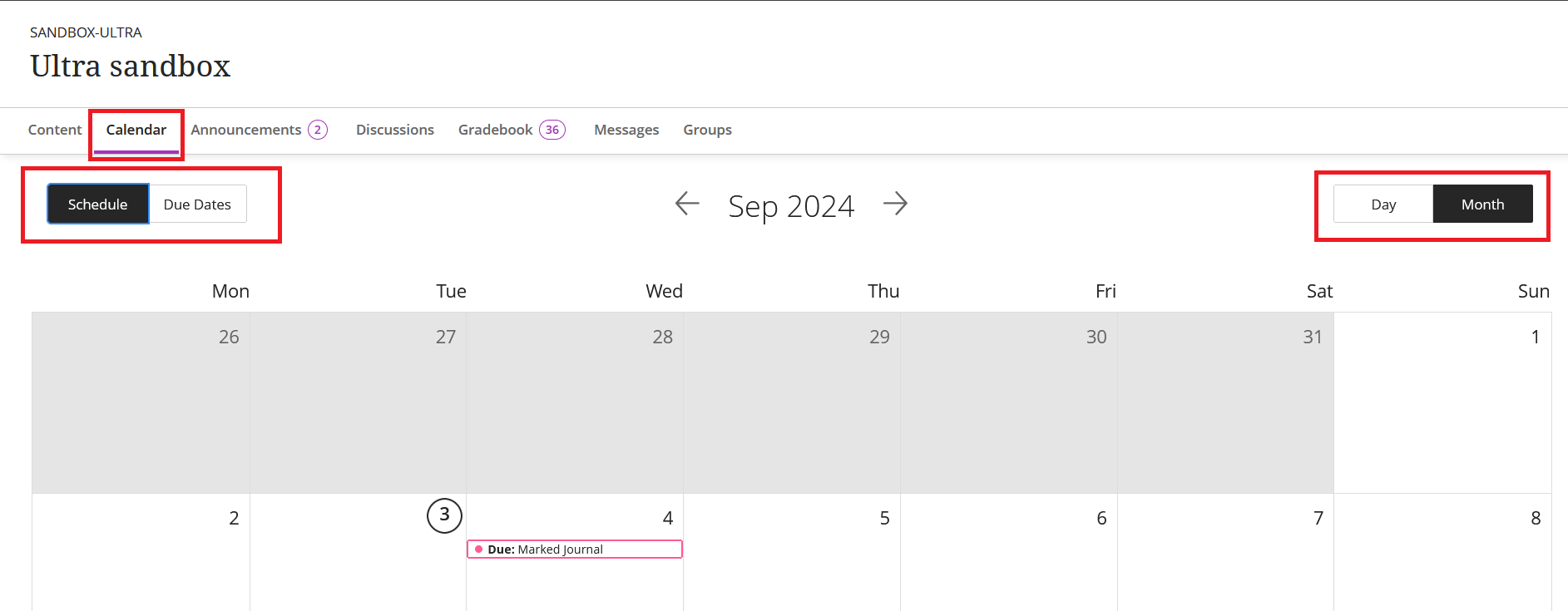 Blackboard Ultra – Calendar – eLearning Support and Resources